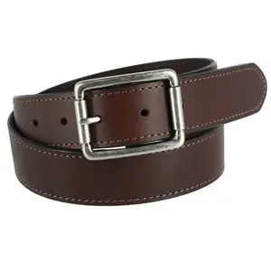 CROOKHORNDAVIS Newcastle Natural Grain Leather Belt With Roller Buckle - Brown