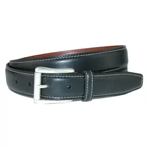 CROOKHORNDAVIS Ciga Calfskin Leather Casual Belt - Black