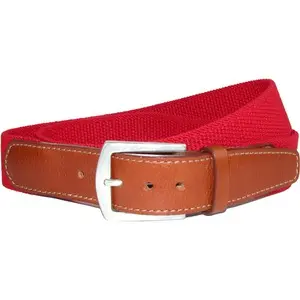 CROOKHORNDAVIS Newport Pique Cotton Woven Elastic Belt - Red