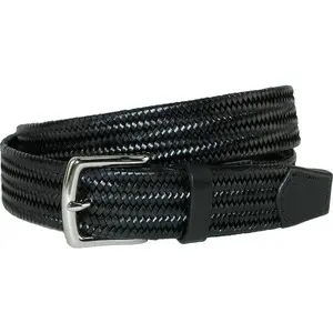 CROOKHORNDAVIS CrookhornDavis Daytona Braided Leather Stretch Belt Black