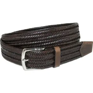 CROOKHORNDAVIS Daytona Braided Leather Stretch Belt - Brown