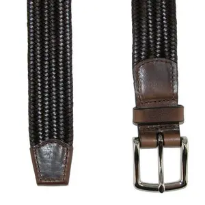 CROOKHORNDAVIS Daytona Braided Leather Stretch Belt - Brown