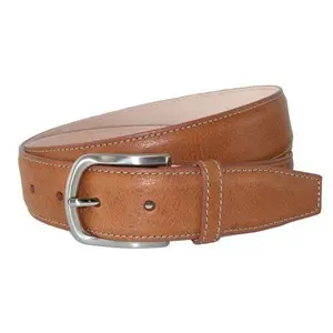 CROOKHORNDAVIS Brescia Boxcalf Casual Belt With Contrast Stitch - Tan