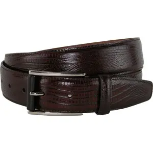 CROOKHORNDAVIS Django Turin Tejus Lizard Print Embossed Leather Belt - Tan