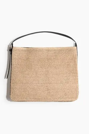H&m Braided Paper Straw Shoulder Bag With Magnetic Fastener