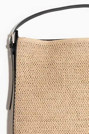 H&m Braided Paper Straw Shoulder Bag With Magnetic Fastener