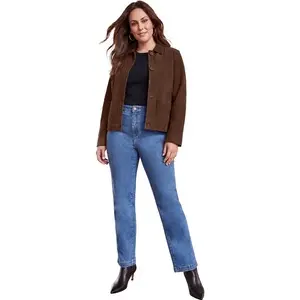 JESSICA LONDON Downtown Suede Jacket With Mandarin Collar