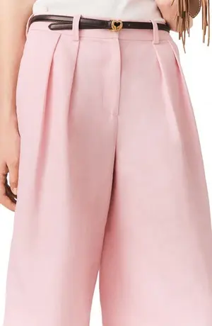 Maje Pleated Linen Blend Bermuda Shorts - Pink