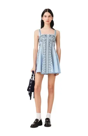 Maje Short Embroidered Linen-blend Dress