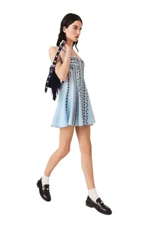 Maje Short Embroidered Linen-blend Dress