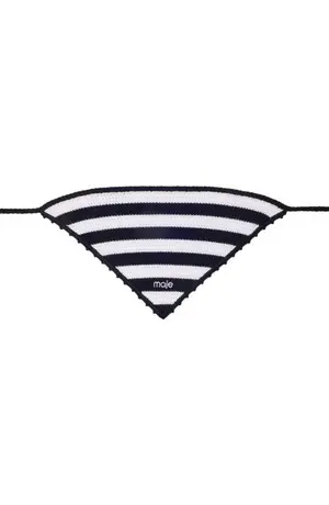 Maje Striped Knit Triangle With Scalloped Edge - White/navy