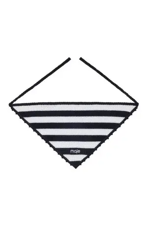 Maje Striped Knit Triangle With Scalloped Edge - White/navy