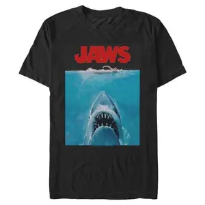 JAWS Oversized Movie Poster Short Sleeve Graphic T-shirt - Black