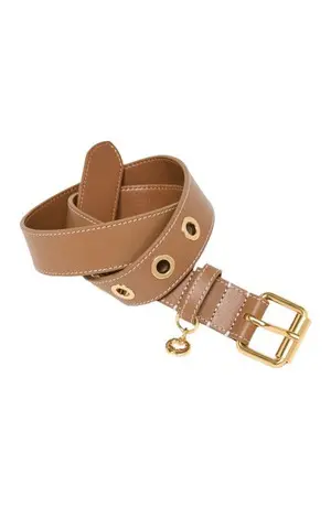 Maje Leather Belt With Miss M Buckle - Moka