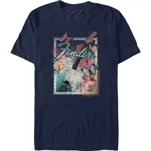 FENDER Stamp Electric Guitar Short Sleeve Graphic T-shirt - Navy Blue