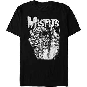 MISFITS Distressed Eye Skull Graphic T-shirt - Black