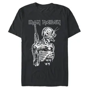 IRON MAIDEN Monochrome Somewhere In Time Graphic T-shirt - Black