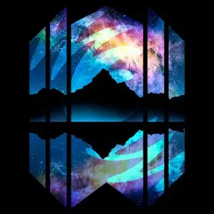 LOST GODS Geometric Northern Lights Reflection Graphic T-shirt