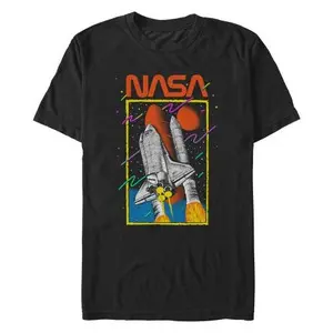 NASA Rocket Retro Logo Graphic T-shirt - Black