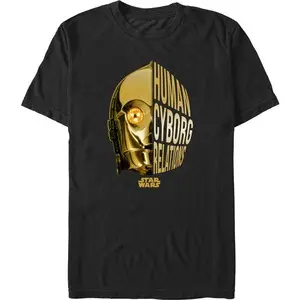 STAR WARS: THE MANDALORIAN This Is The Way Helmet Logo Short Sleeve Graphic T-shirt - Black: C-3po