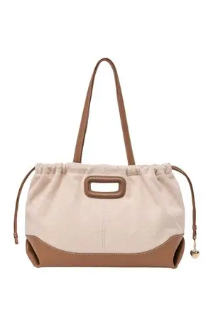 Maje Milpli Canvas And Leather Tote Bag - Moka/white