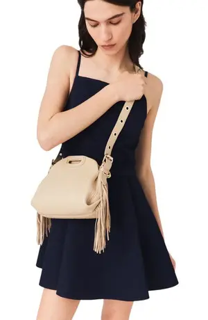 Maje Stitched Leather Mini Miss M Bag
