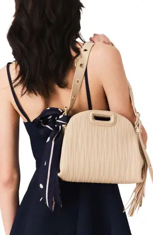 Maje Stitched Leather Mini Miss M Bag