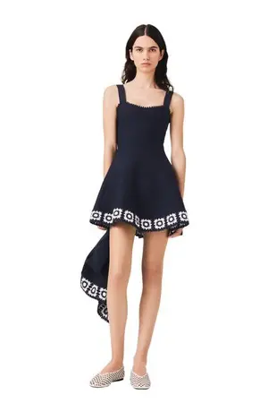 Maje Dress With Crochet Panels
