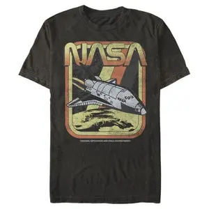 NASA Retro Rocket Poster Graphic T-shirt - Black