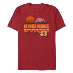 STRANGER THINGS Retro Hawkins Bikers Graphic T-shirt - Cardinal
