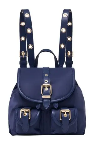 Maje Mini Leather And Nylon Backpack - Marine Blue