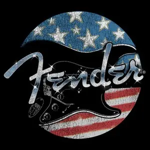 FENDER Distressed Black And White Flag Graphic T-shirt