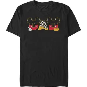 MICKEY & FRIENDS Dad Mice Pattern Short Sleeve Graphic T-shirt - Black