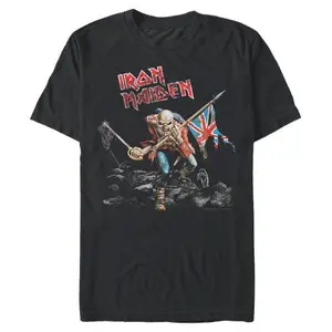 IRON MAIDEN Distressed The Trooper Graphic T-shirt - Black