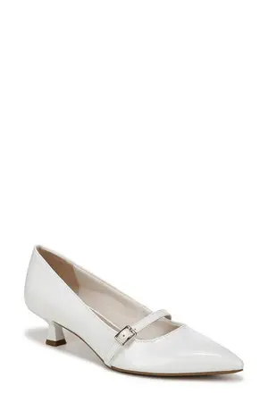 LIFESTRIDE Madelyn Mary Jane Pointed Toe Kitten Heel Pump - White