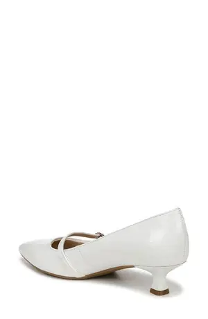 LIFESTRIDE Madelyn Mary Jane Pointed Toe Kitten Heel Pump - White