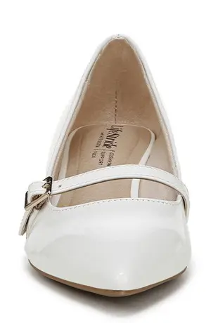 LIFESTRIDE Madelyn Mary Jane Pointed Toe Kitten Heel Pump - White