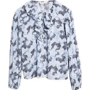 Ulla Johnson Siena Abstract Print Ruffle Collar Top