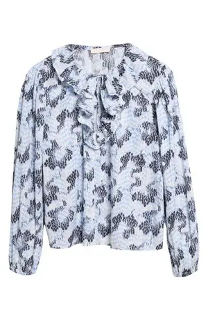 Ulla Johnson Siena Abstract Print Ruffle Collar Top