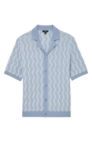 REISS Johnny Wave Knit Cotton Camp Shirt