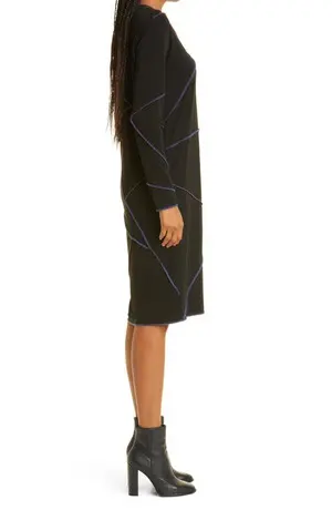 Nicole Miller Long Sleeve Matte Jersey Dress