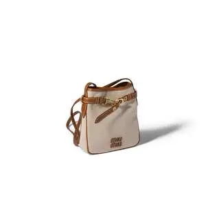 Miu Miu Canvas And Leather Pouch With Adjustable Shoulder Strap