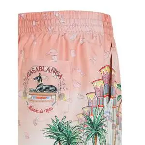 Casablanca Silk Graphic Print Running Shorts - Pink