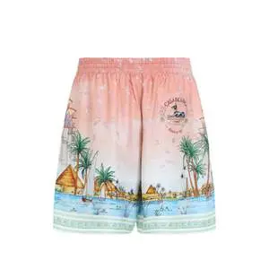 Casablanca Silk Graphic Print Running Shorts - Pink