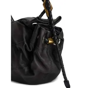 Isabel Marant Étoile Leather Gathered Shoulder Bag With Braided Strap - Black