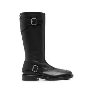ANN DEMEULEMEESTER Leather Buckled Knee High Boots - Black