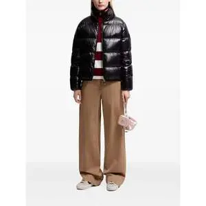 Moncler Padded High Neck Zip Up Jacket - Black