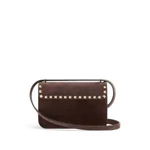 Valentino Garavani Small Rockstud Suede Shoulder Bag - Brown