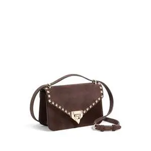 Valentino Garavani Small Rockstud Suede Shoulder Bag - Brown