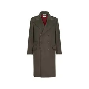 Brunello Cucinelli Double Breasted Virgin Wool Coat - Green